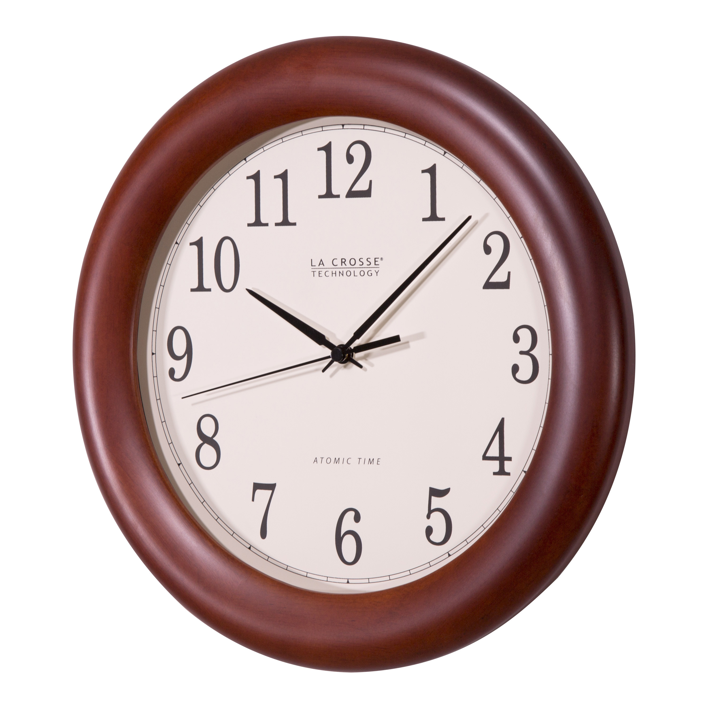 12.5" La Crosse Technology Walnut Atomic Clock - Atomic Clocks Online