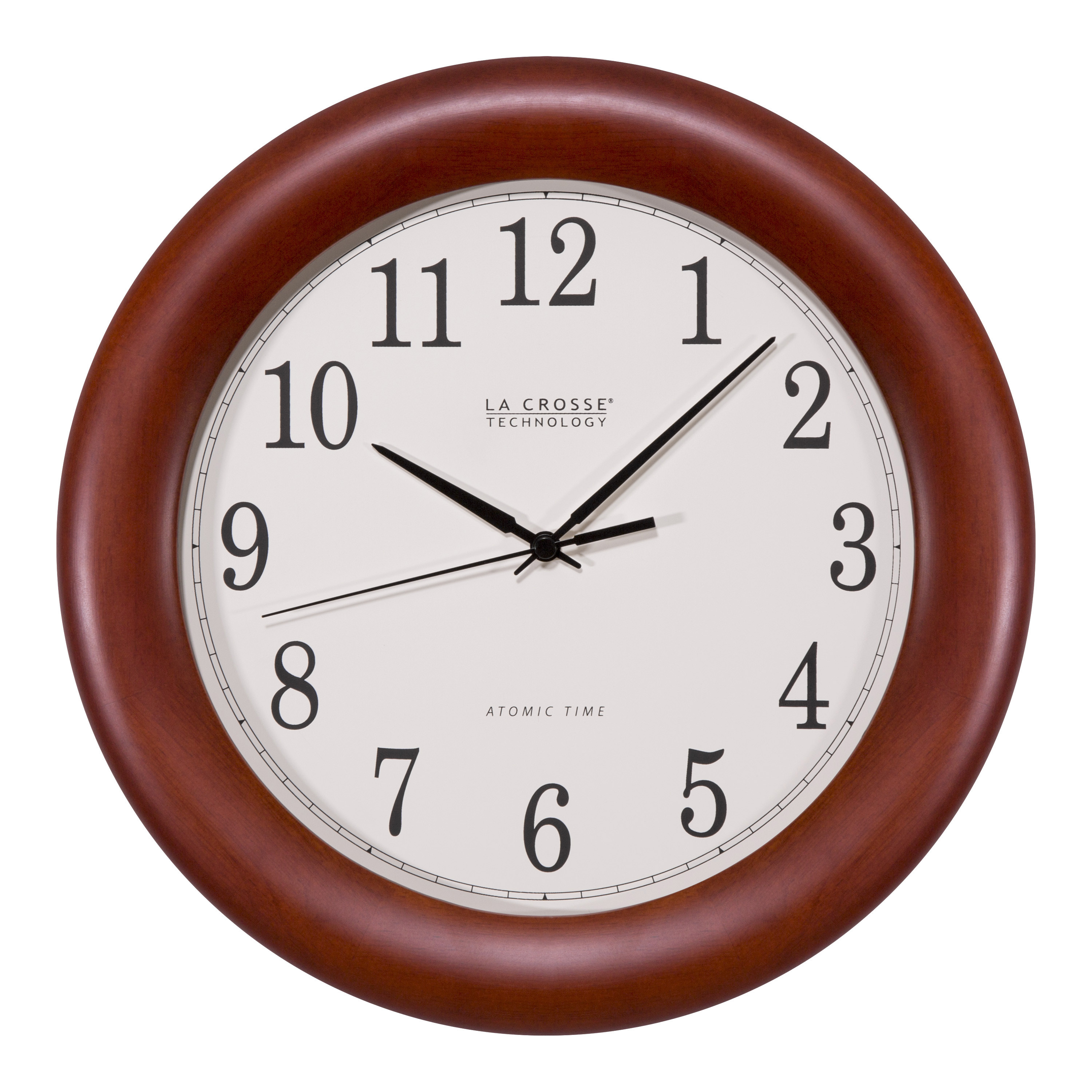 12.5" La Crosse Technology Walnut Atomic Clock - Atomic Clocks Online