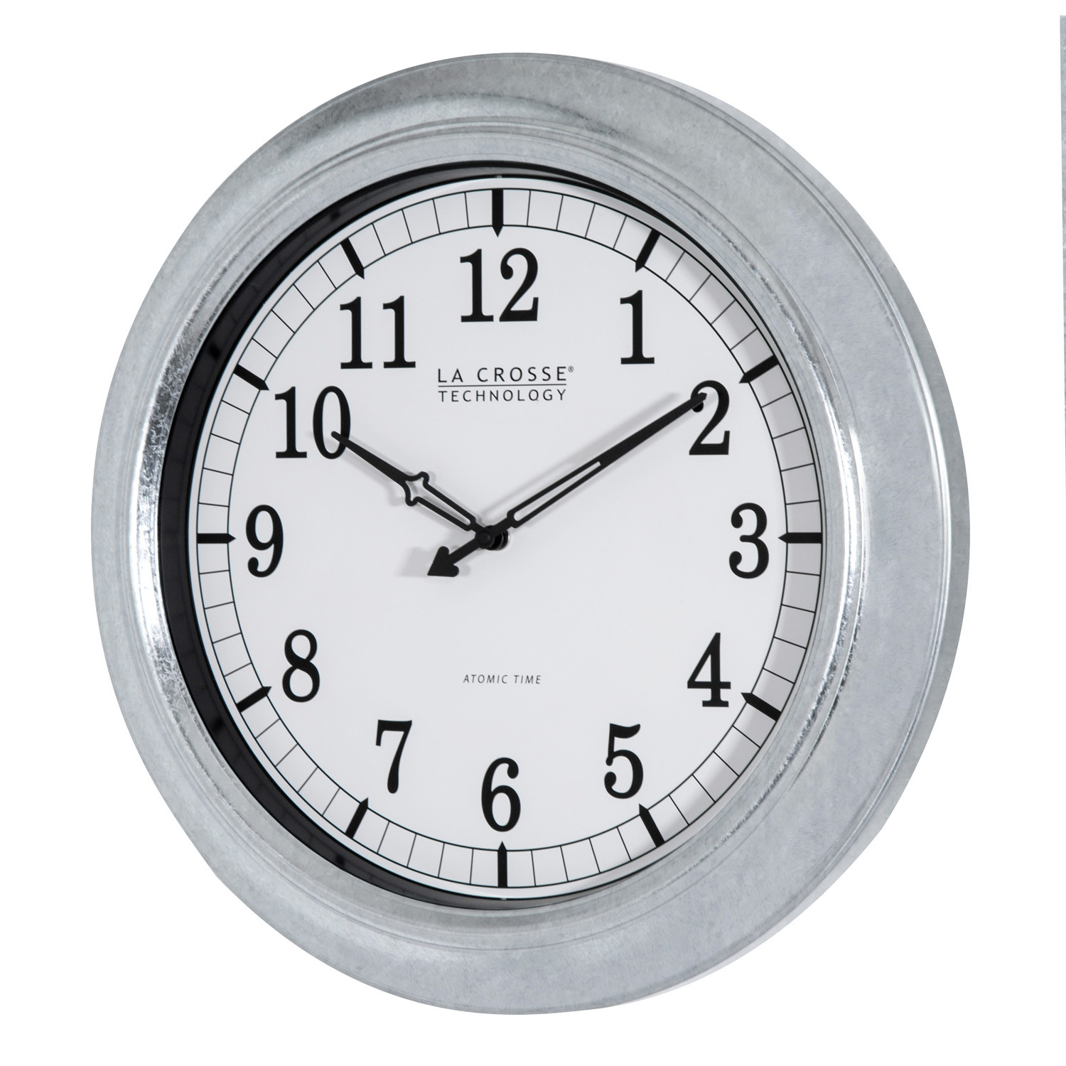 La Crosse Technology 18" Indoor/Outdoor Galvanized Wall Clock - Atomic ...